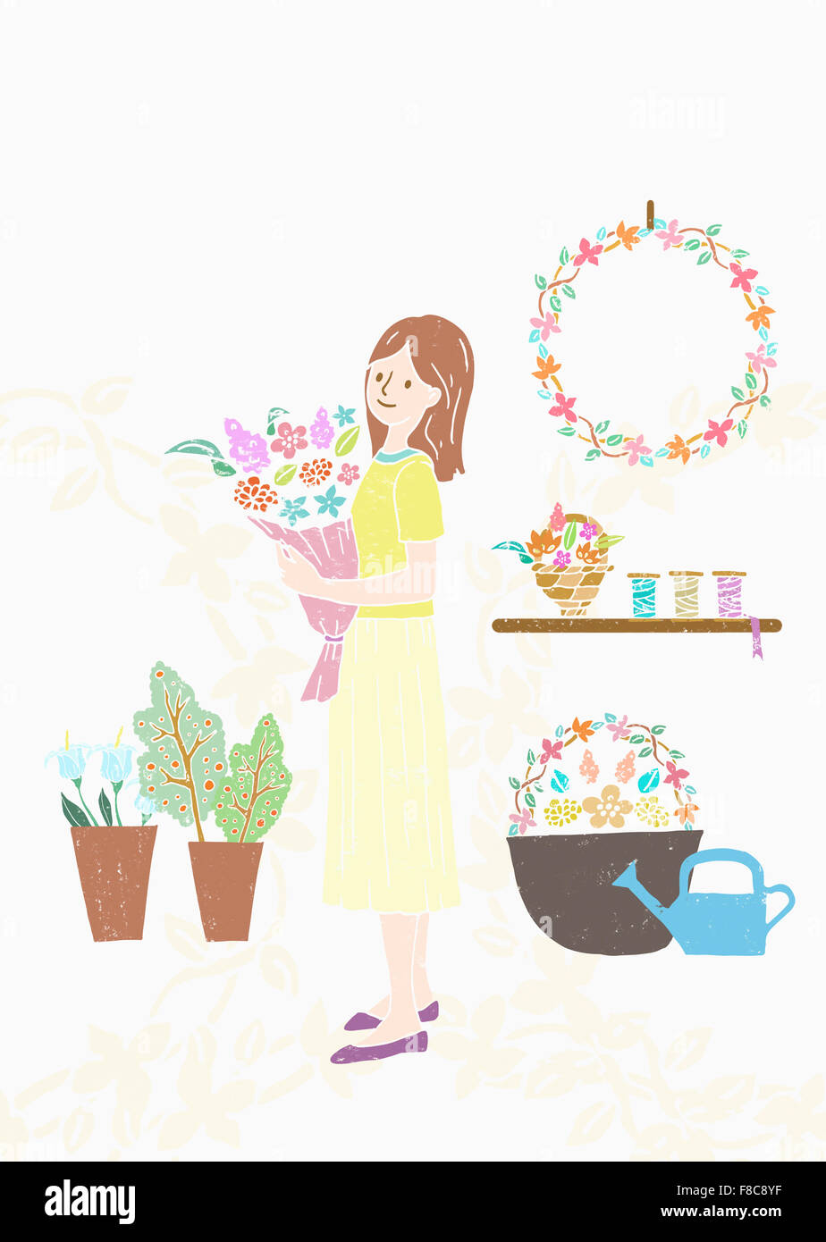 Florist holding buch of flowers Stock Photo - Alamy