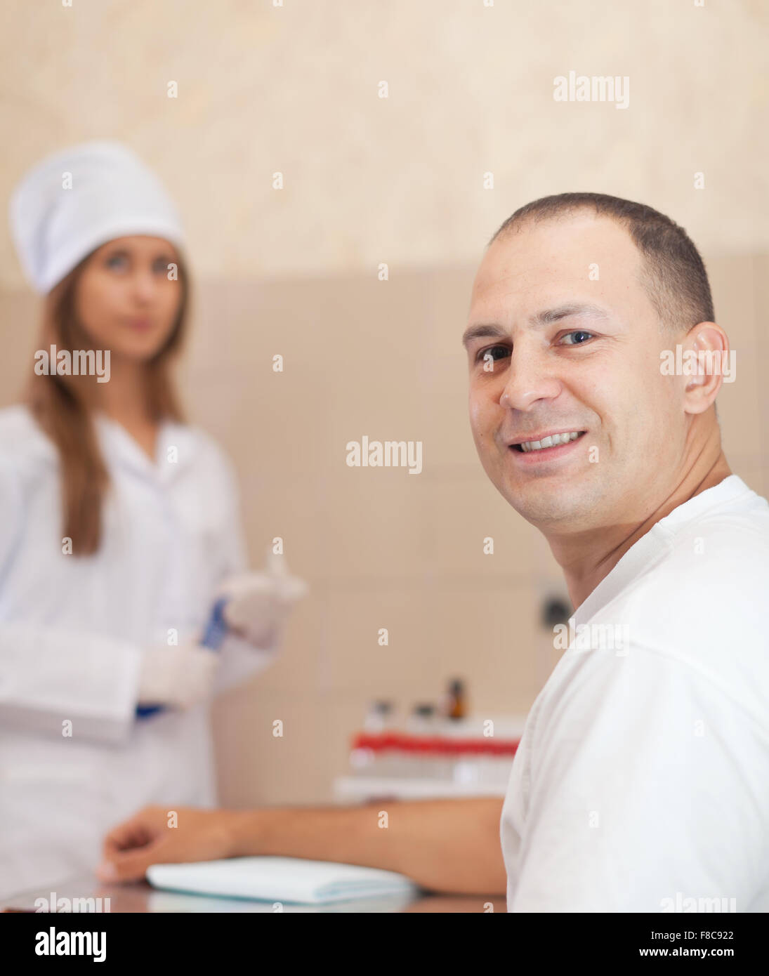 Patient is ready for the blood donation procedure Stock Photo - Alamy