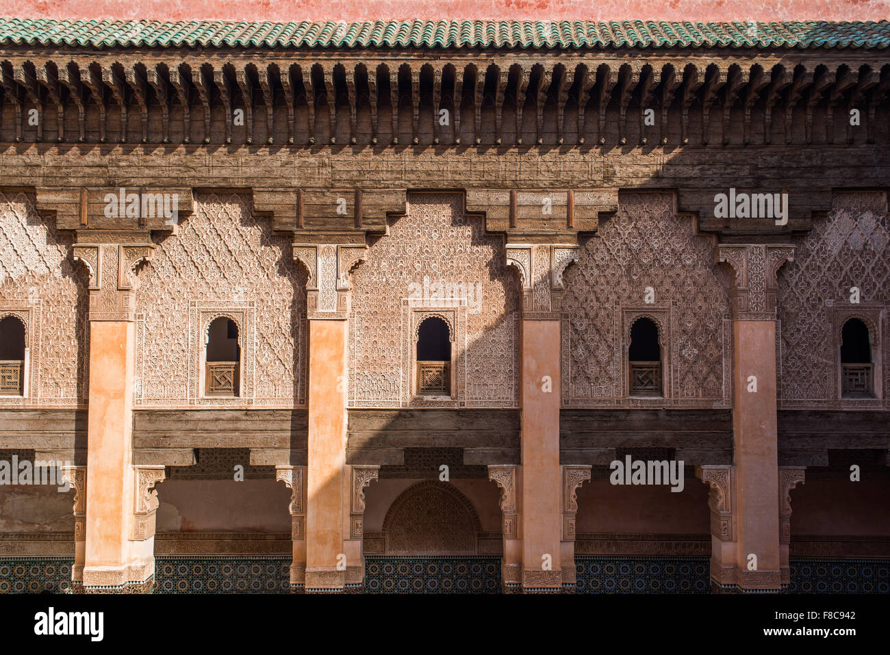 Arches design on the inside wall of the madersa ben youssef in ...