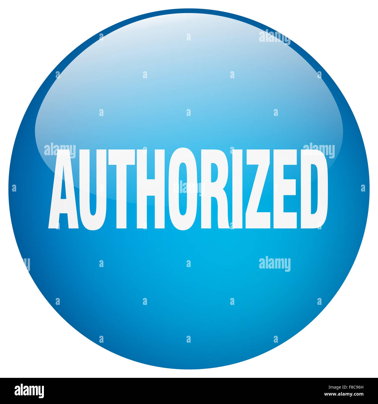 authorized blue round gel isolated push button Stock Photo - Alamy
