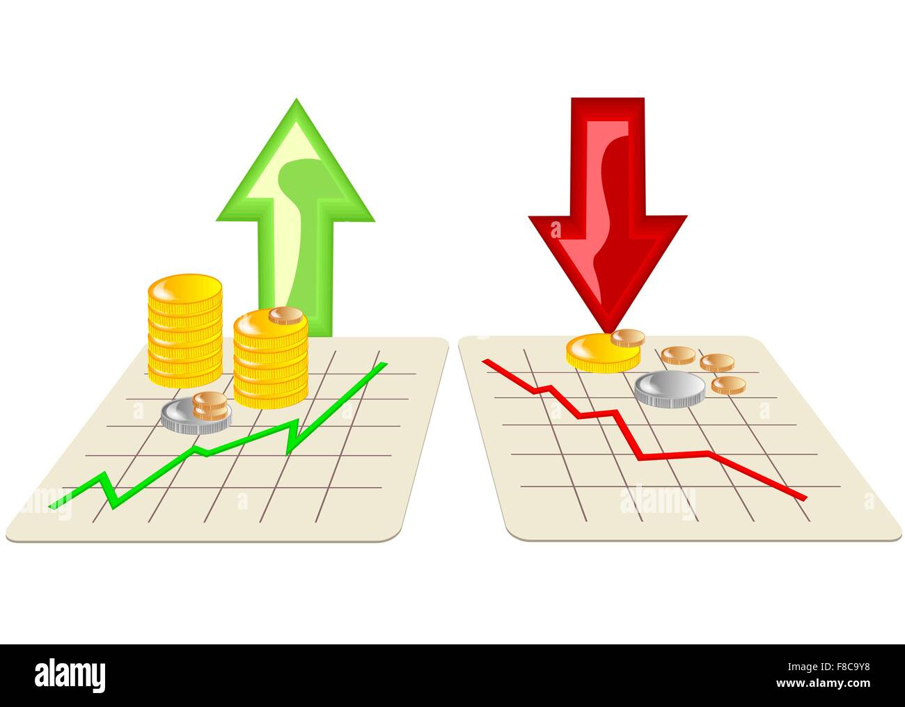 stock market icons with arrows on white background Stock Vector Image ...