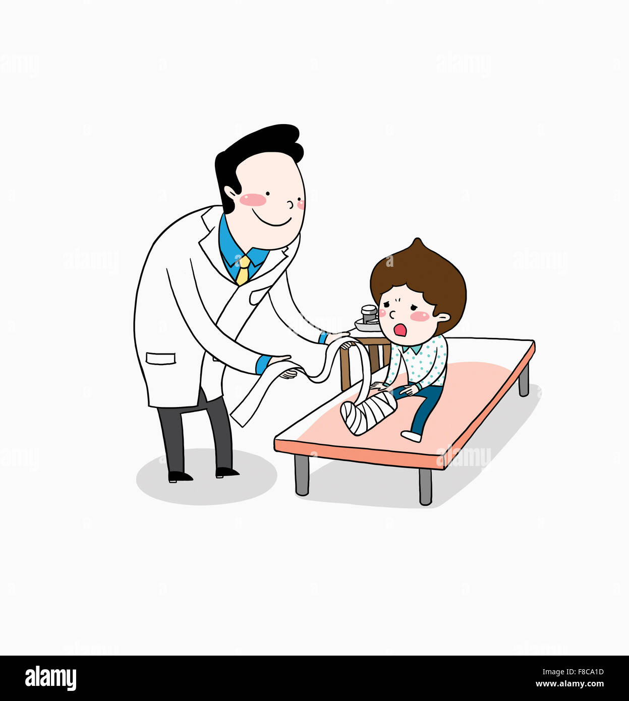 Doctor wrapping a patient's leg in a bandage Stock Photo - Alamy