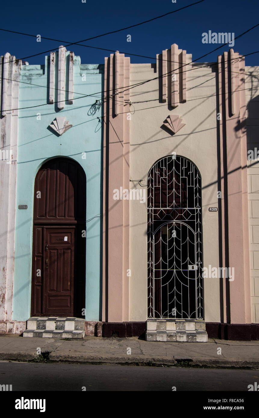 Beautifully restored pastel coloured art deco buildings in Cienfuegos ...