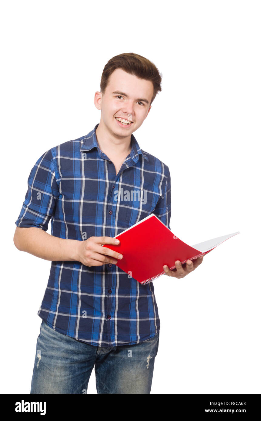 Funny student isolated on white Stock Photo - Alamy