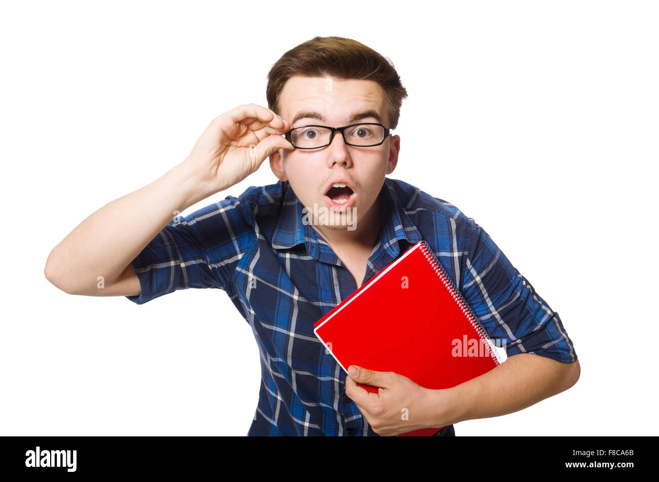 Funny student isolated on white Stock Photo - Alamy