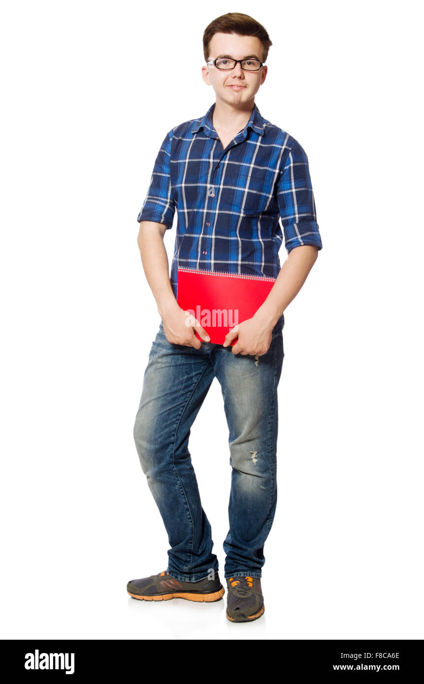 Funny student isolated on white Stock Photo - Alamy
