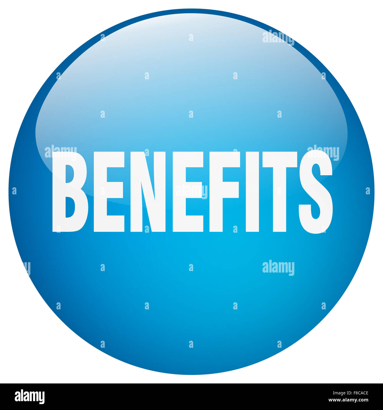 benefits blue round gel isolated push button Stock Photo - Alamy