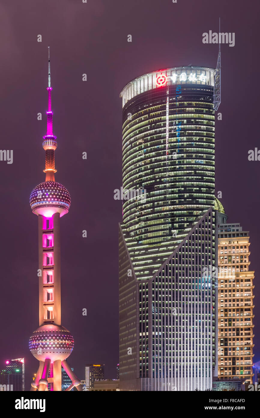 Pudong financial district at night, Shanghai, China Stock Photo - Alamy