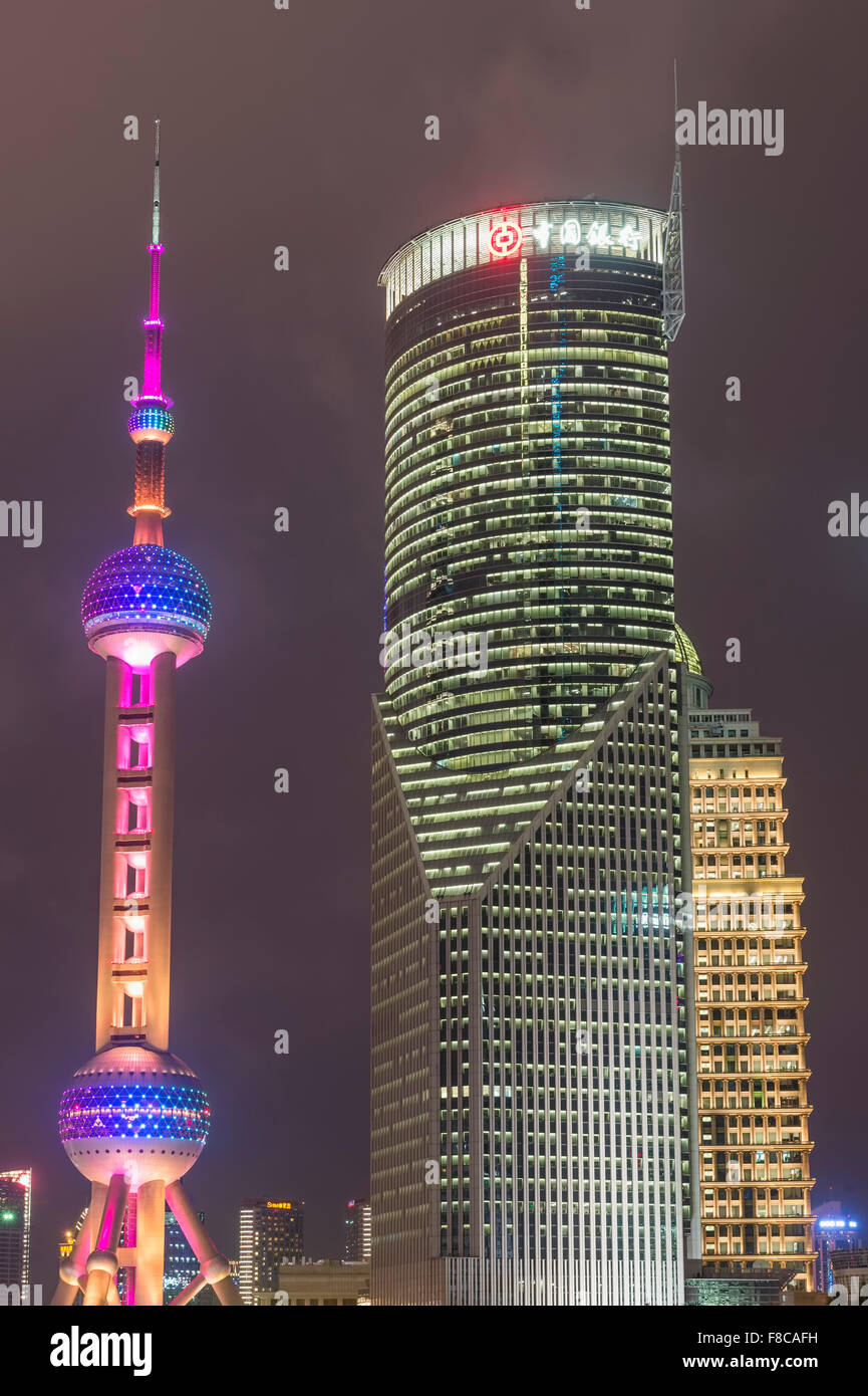Pudong financial district at night, Shanghai, China Stock Photo - Alamy