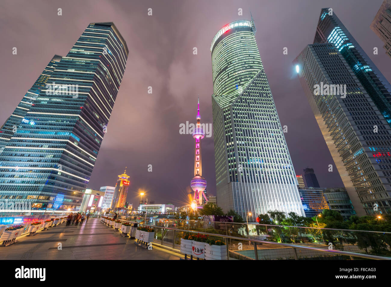Pudong financial district at night, Shanghai, China Stock Photo - Alamy
