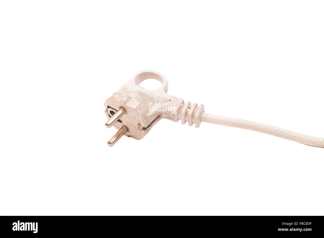 white electric plug cable isolated on white background Stock Photo - Alamy