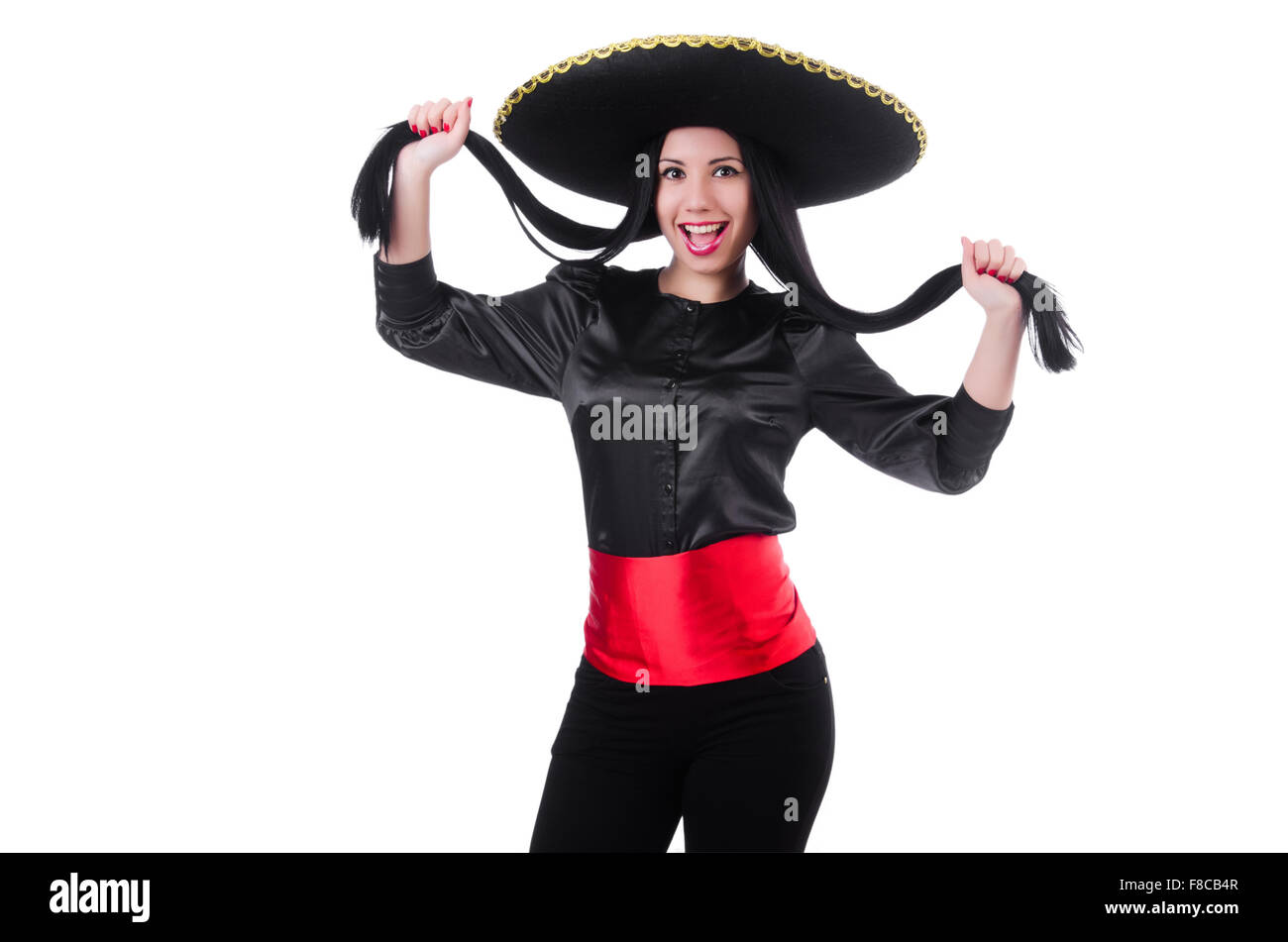 Mexican woman isolated on the white background Stock Photo - Alamy