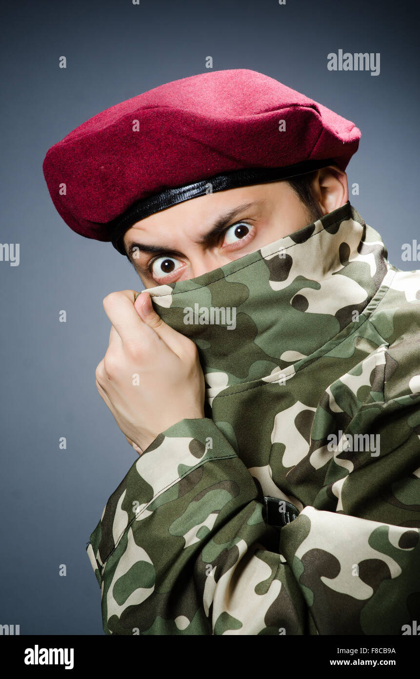 Funny soldier in military concept Stock Photo - Alamy