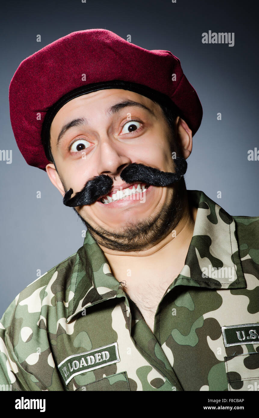 Funny soldier in military concept Stock Photo - Alamy