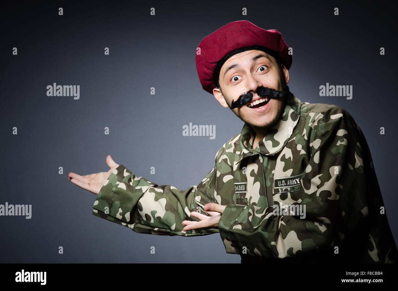 Funny soldier in military concept Stock Photo - Alamy