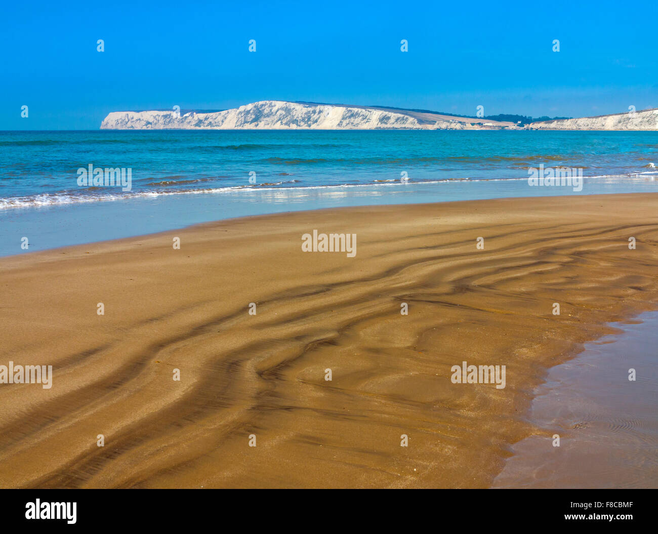 The beach at Compton Bay on the Isle of Wight England UK looking north ...