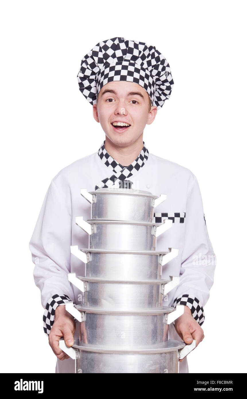 Funny male cook isolated on white Stock Photo - Alamy