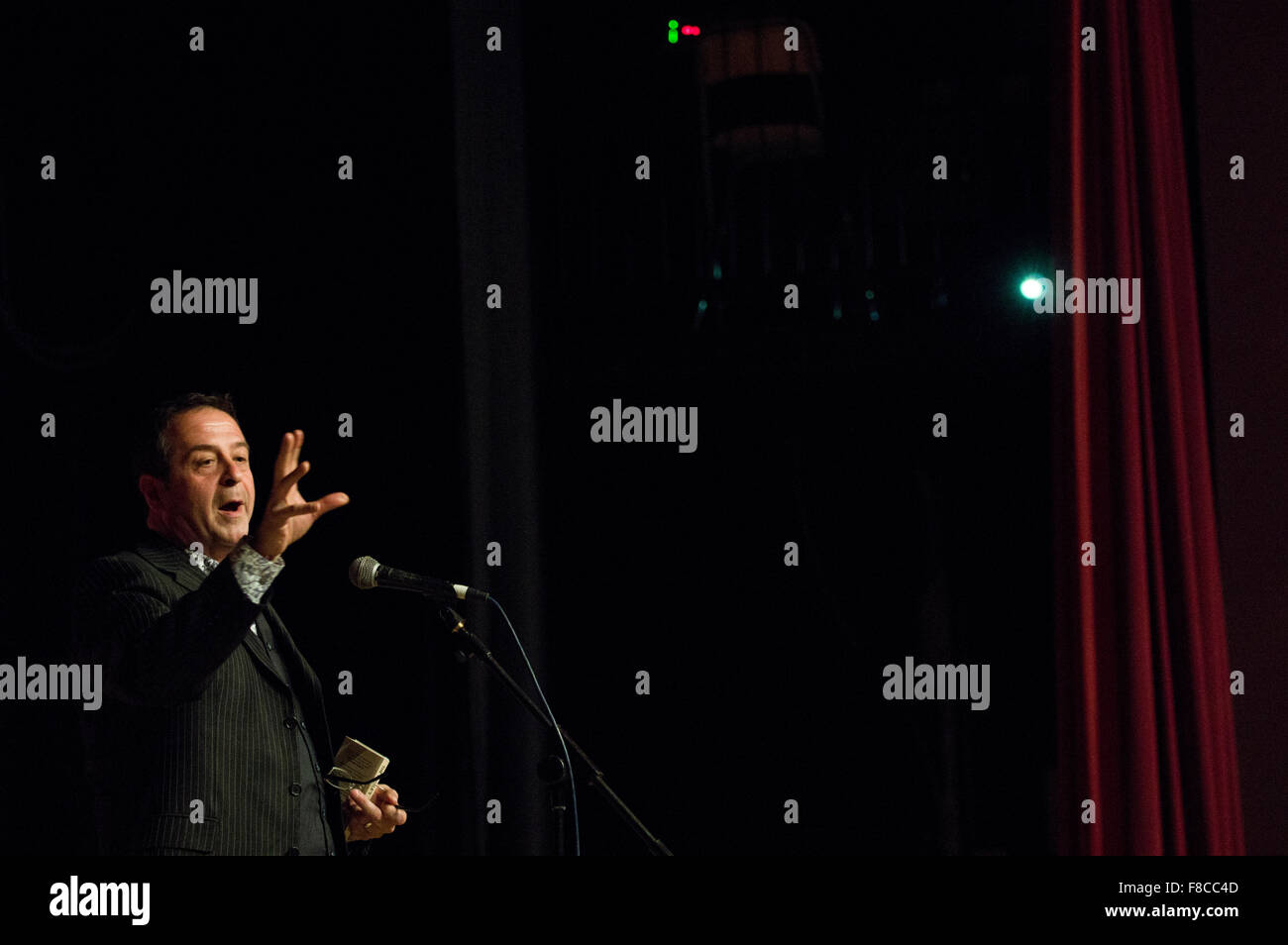 Comedian Mark Thomas reading from his book The People's Manifesto in ...