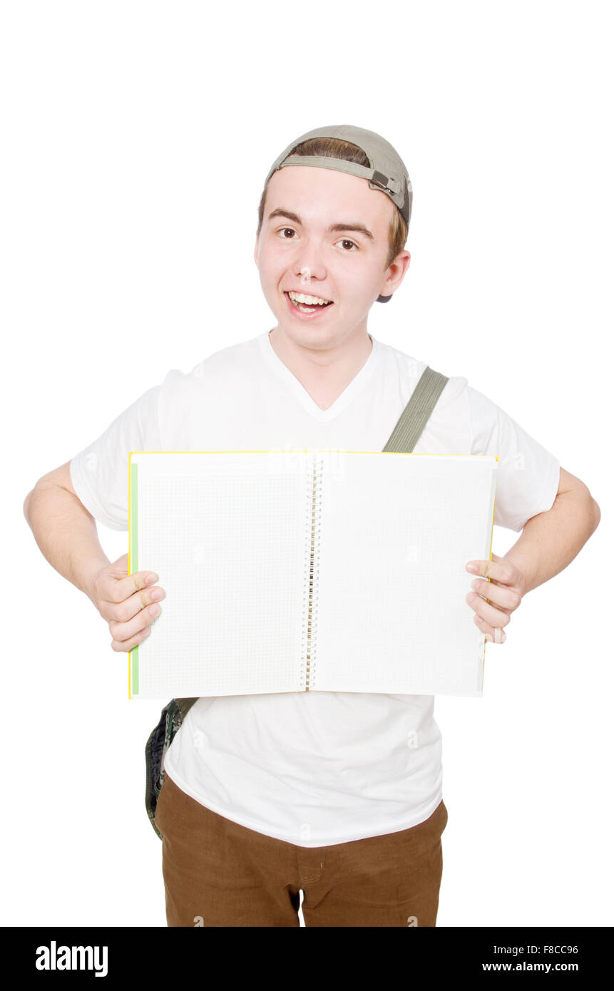 Young student isolated on the white background Stock Photo - Alamy