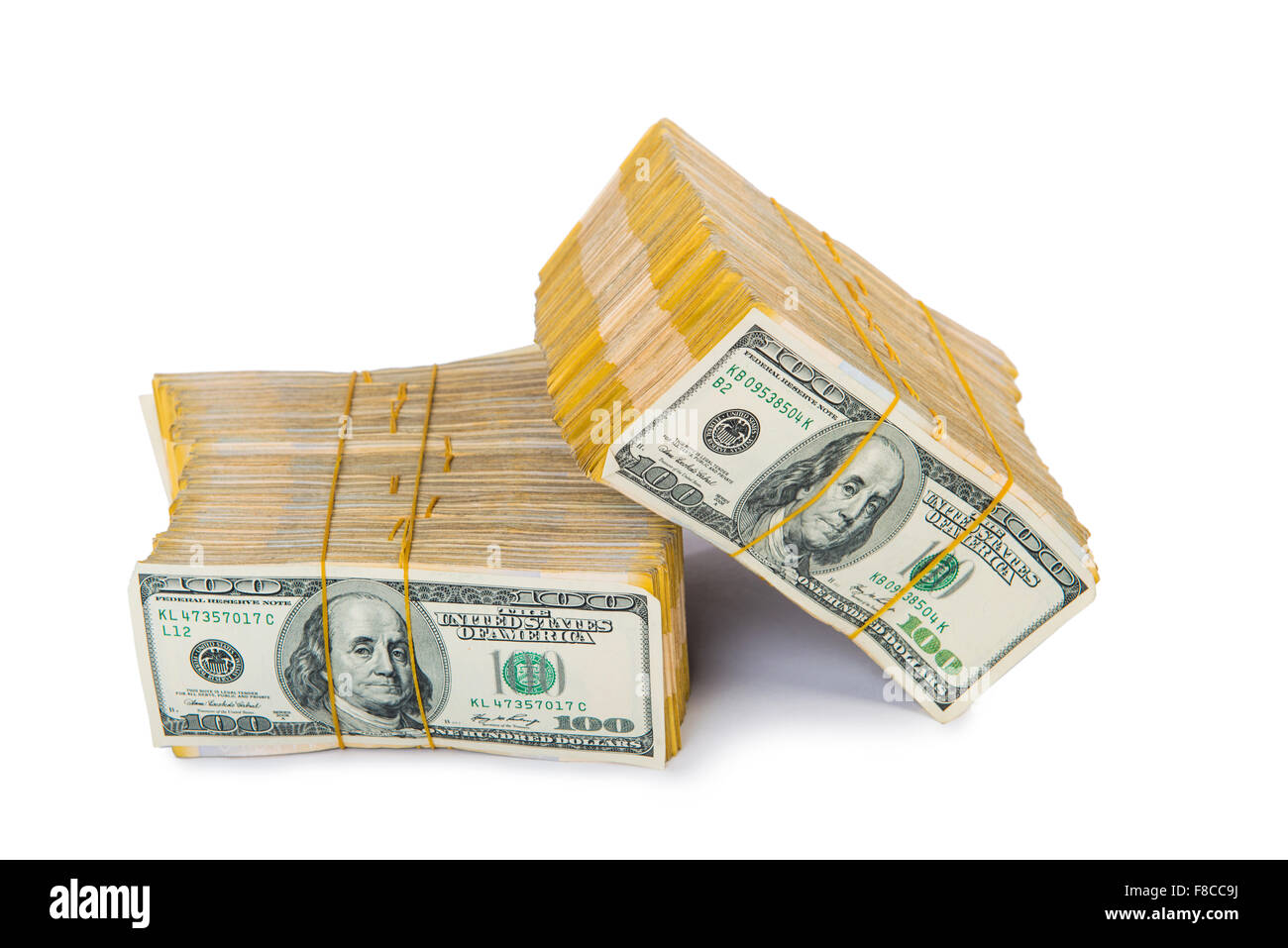 Stack of dollars in business concept isolated on white Stock Photo - Alamy