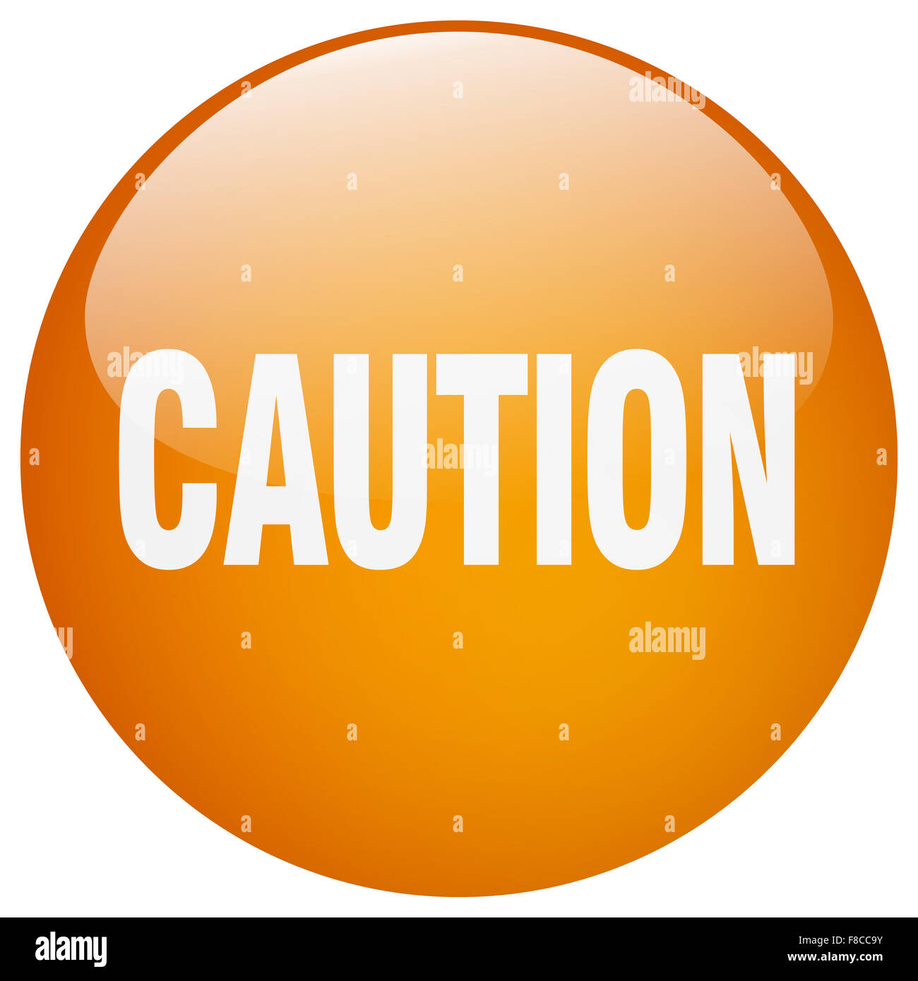 caution orange round gel isolated push button Stock Photo - Alamy