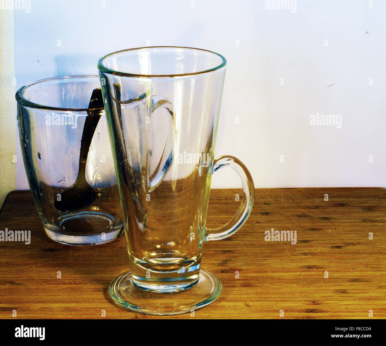 empty,empty glasses,spoon,latte glass,coffee Stock Photo - Alamy