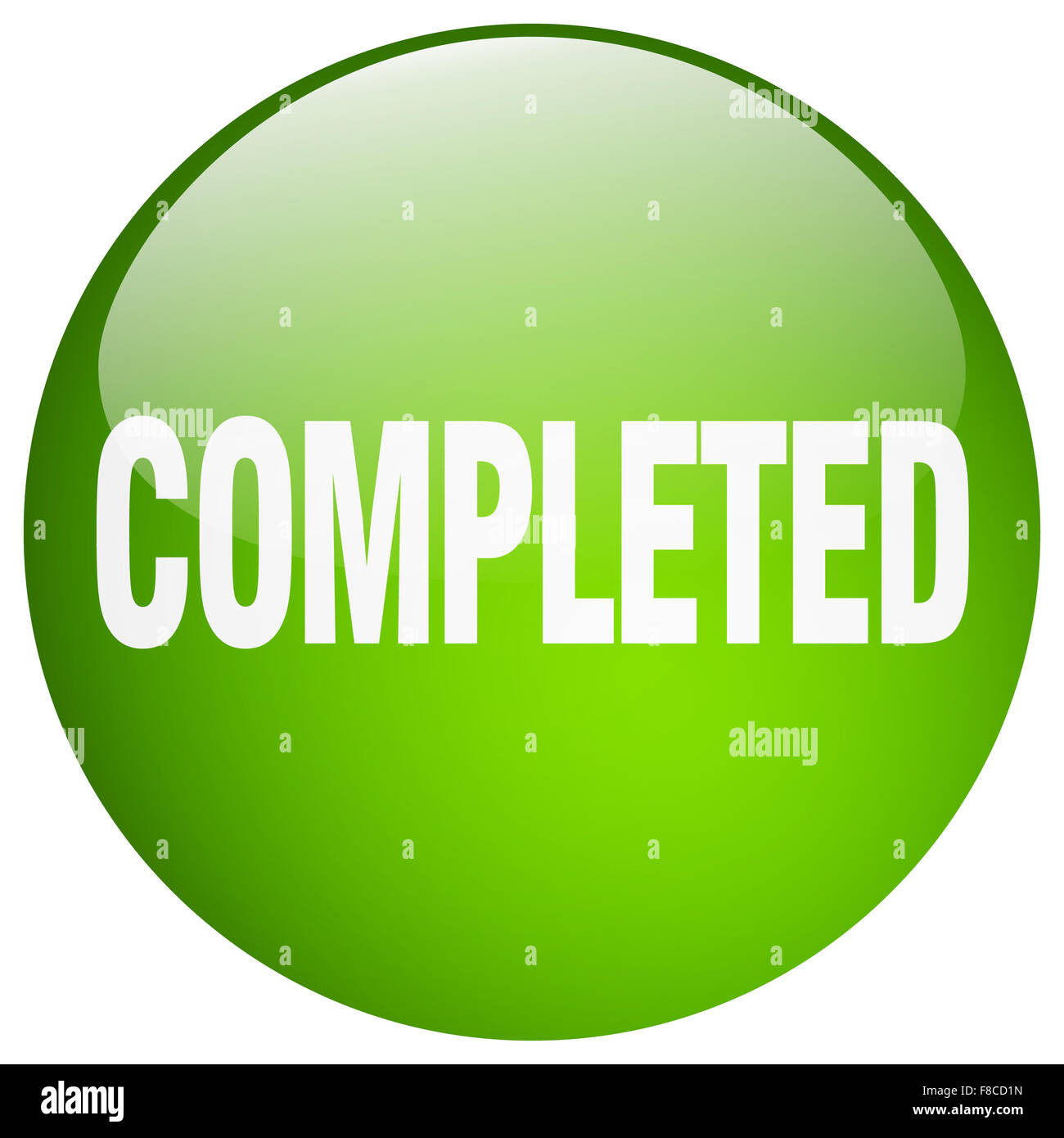 completed green round gel isolated push button Stock Photo - Alamy