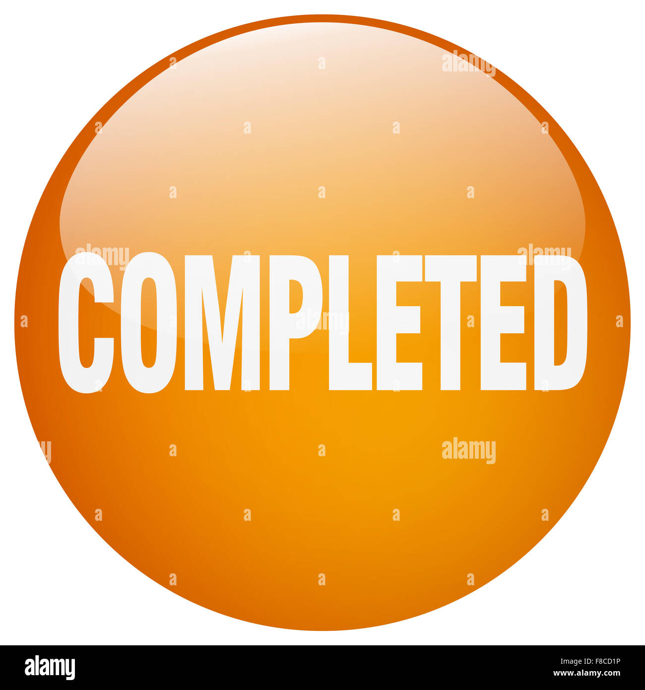 completed orange round gel isolated push button Stock Photo - Alamy