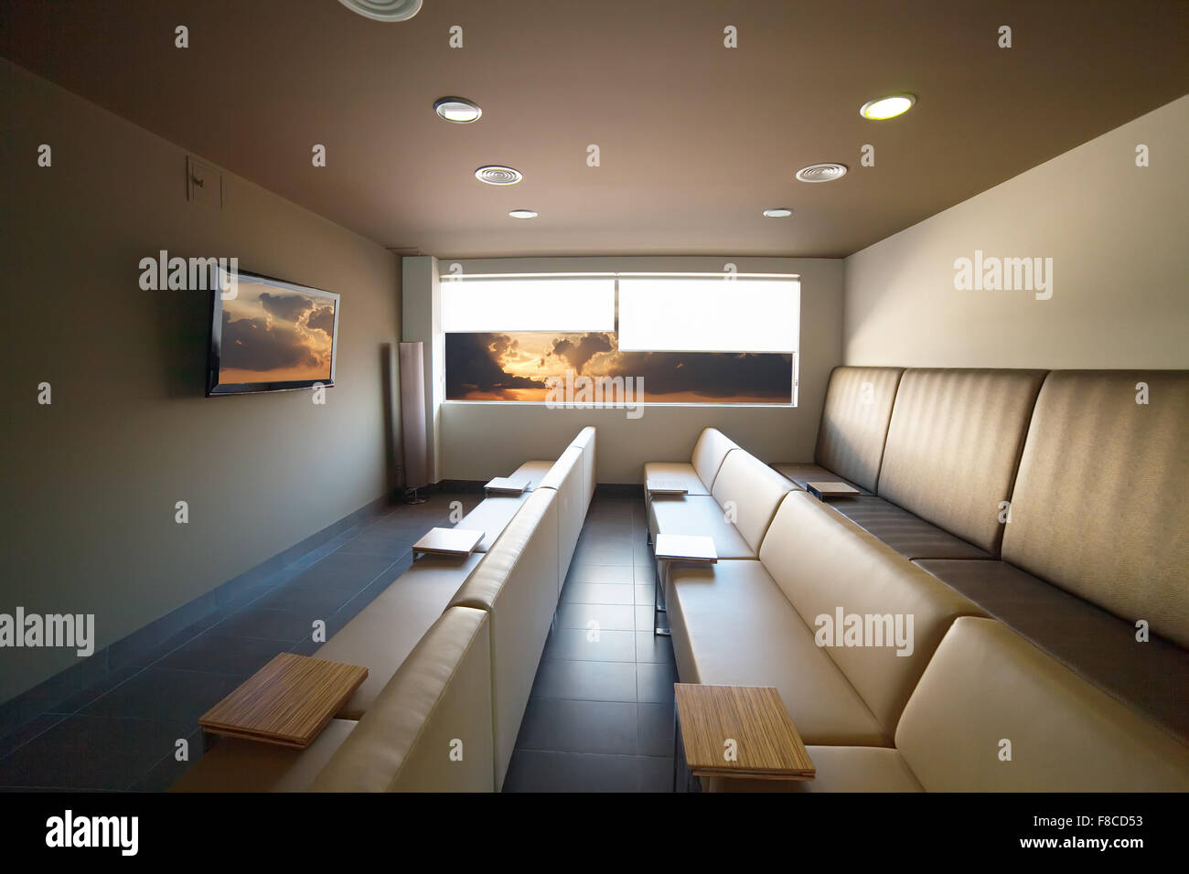 Interior of auditorium with TV Stock Photo - Alamy