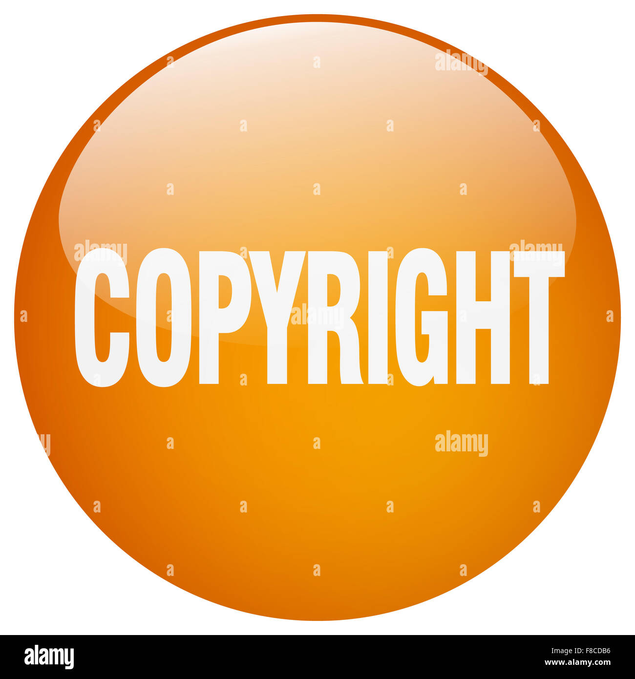 copyright orange round gel isolated push button Stock Photo - Alamy