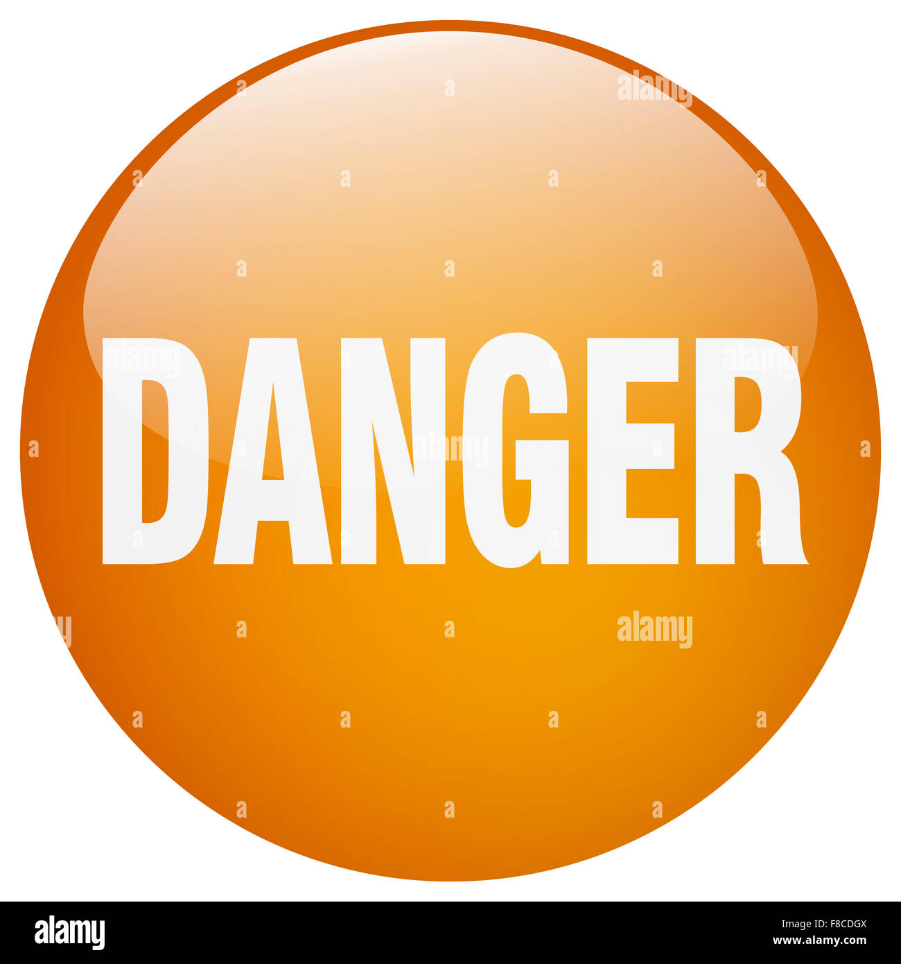 danger orange round gel isolated push button Stock Photo - Alamy