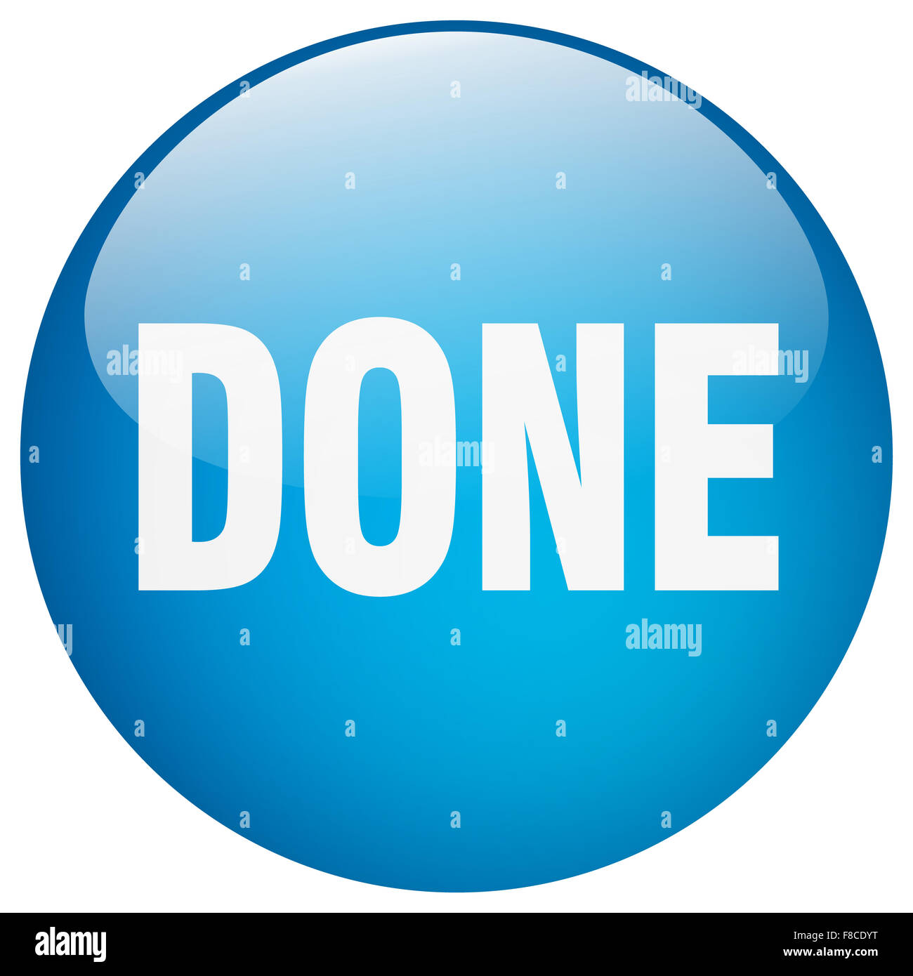 done blue round gel isolated push button Stock Photo - Alamy