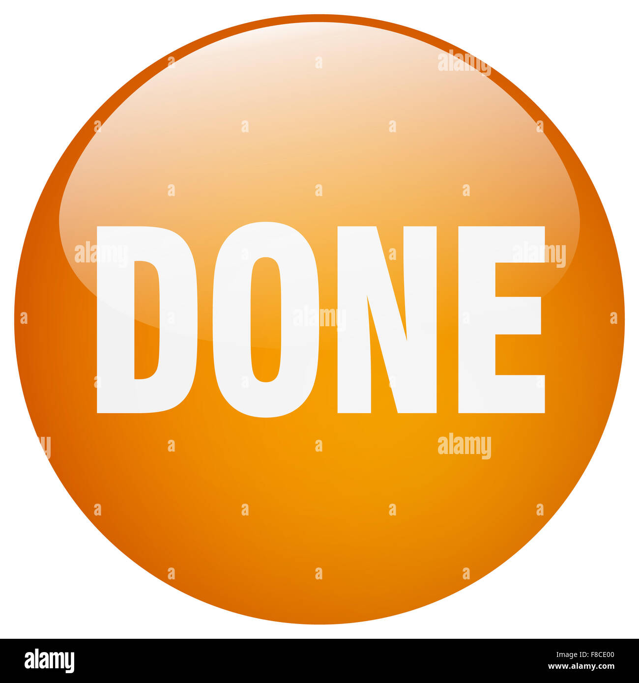 done orange round gel isolated push button Stock Photo - Alamy