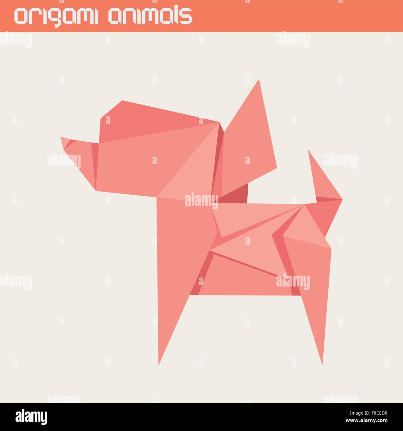 Vector origami isolated animal. Cute triangle little Dog Stock Vector ...