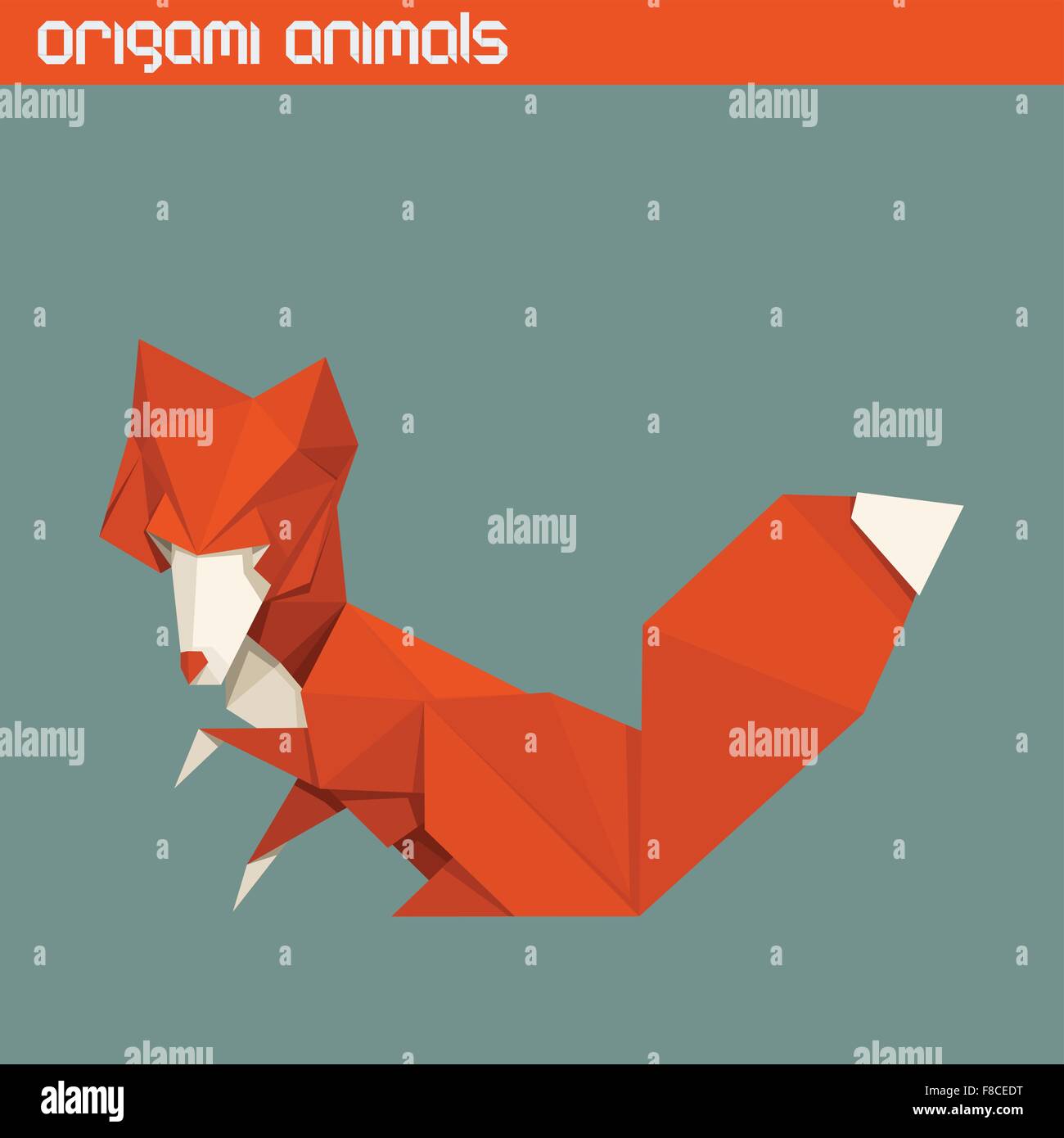 Vector origami isolated animal. Cute triangle Fox Stock Vector Image ...