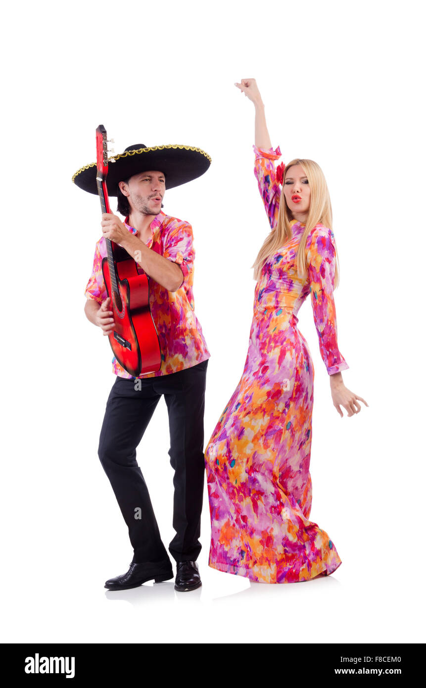 Spanish pair playing guitar and dancing Stock Photo - Alamy