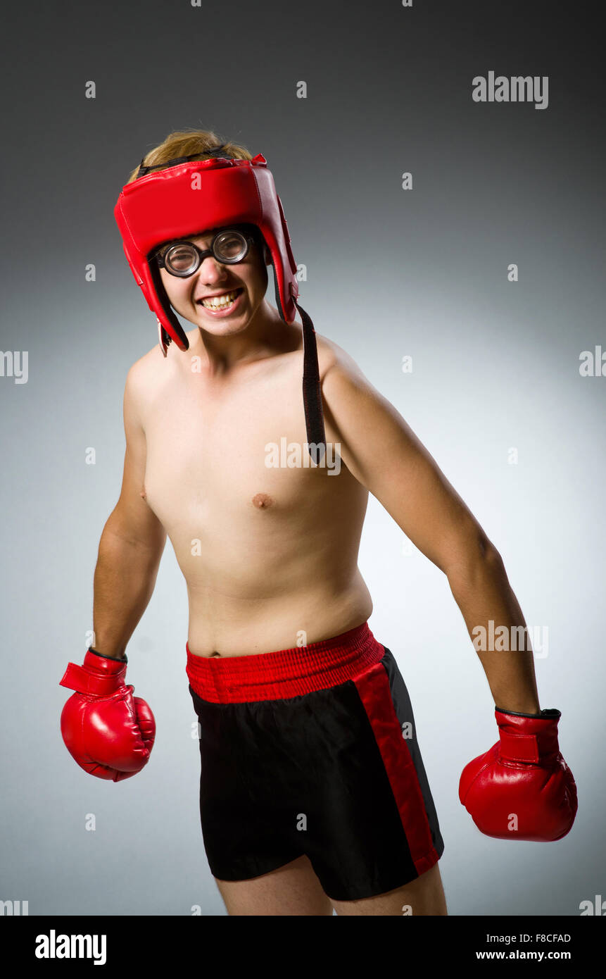 Funny nerd boxer in sport concept Stock Photo - Alamy