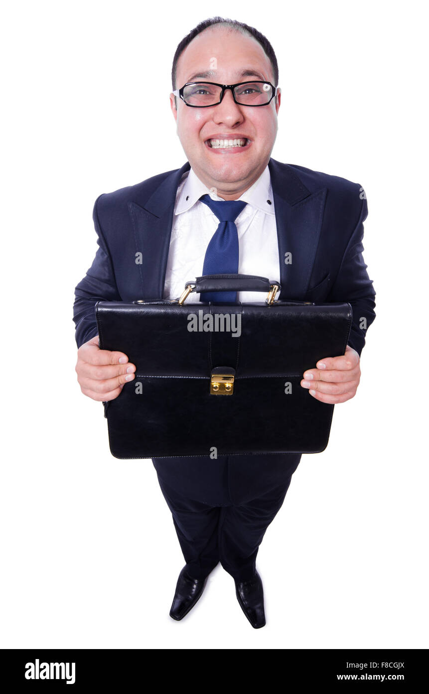 Funny businessman isolated on white Stock Photo - Alamy