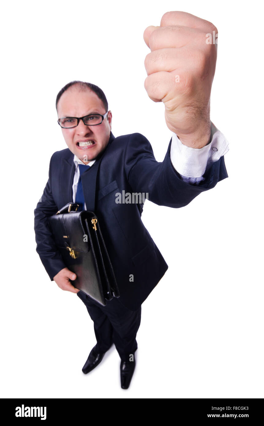 Angry businessman isolated on white Stock Photo - Alamy