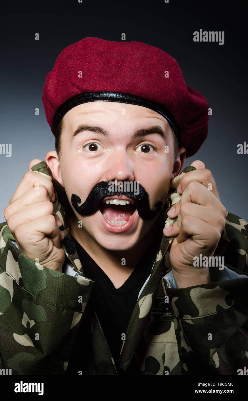 Funny soldier in military concept Stock Photo - Alamy