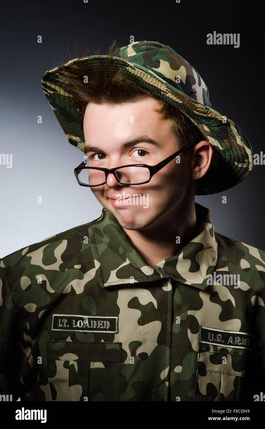 Funny soldier in military concept Stock Photo - Alamy