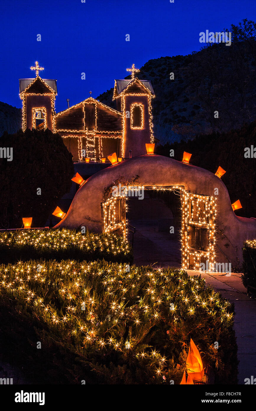 Traditional Christmas lights, known as faralitos or luminarias ...