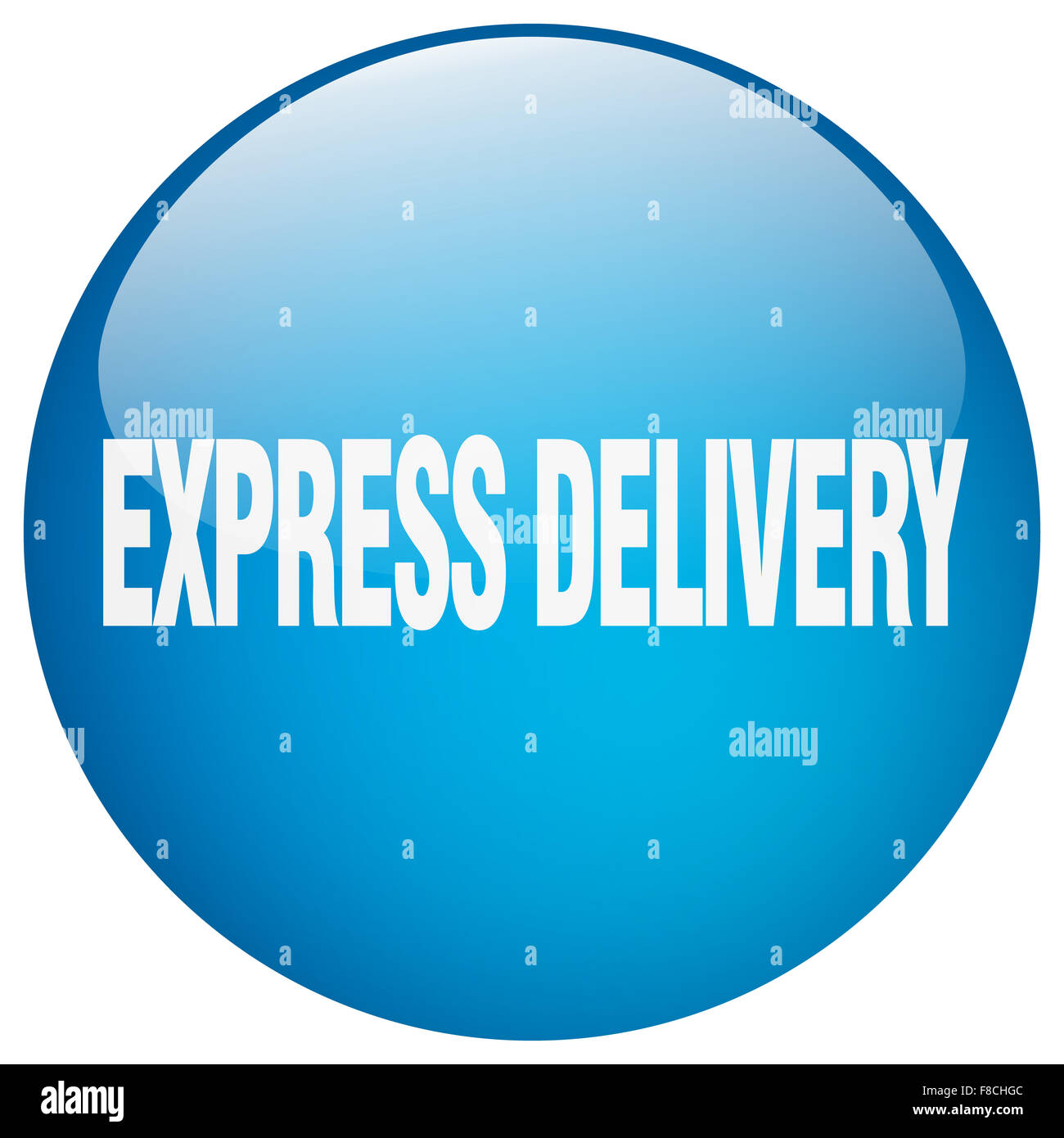 express delivery blue round gel isolated push button Stock Photo - Alamy