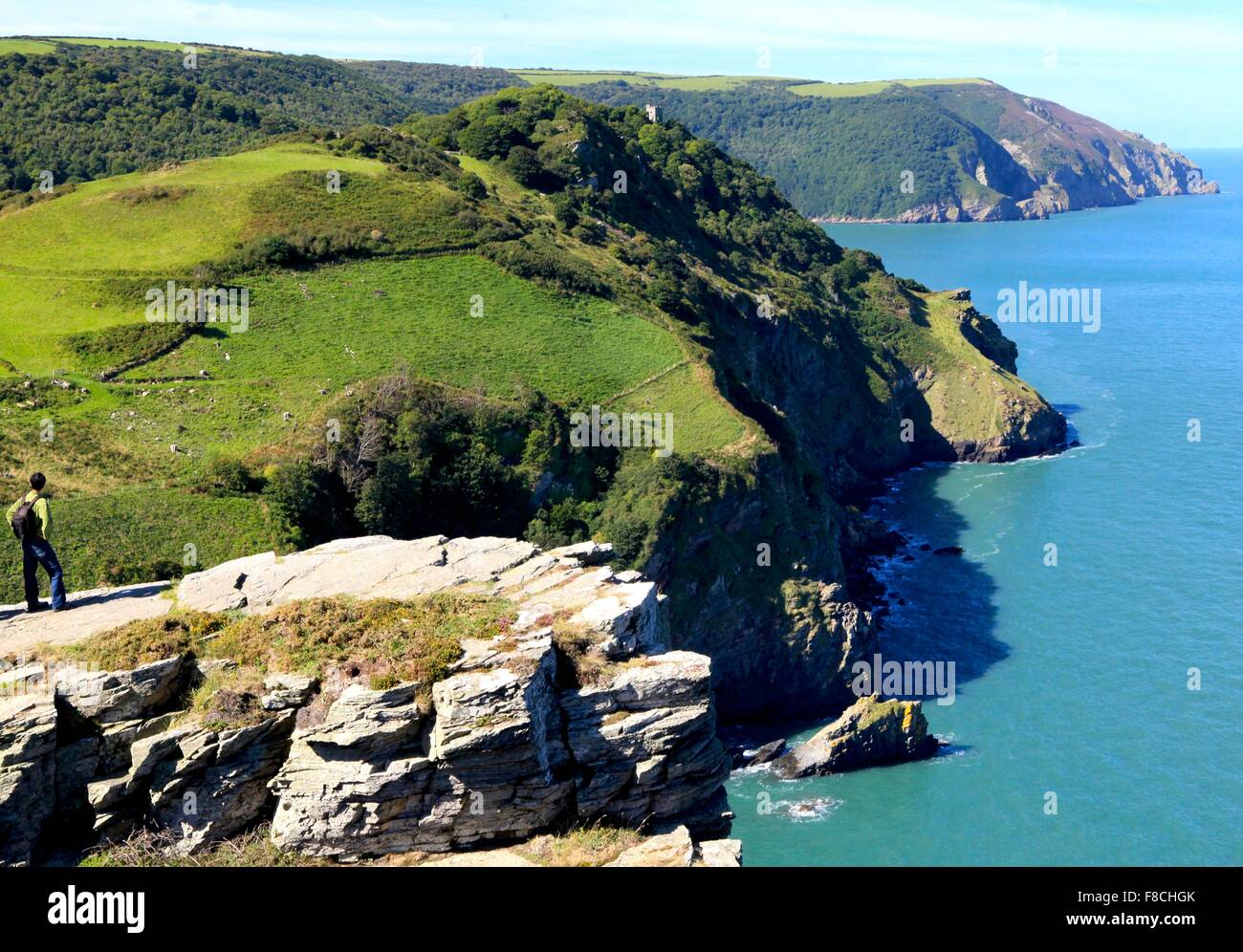 Admiring the Exmoor coastline from The Valley of Rocks, North Devon ...