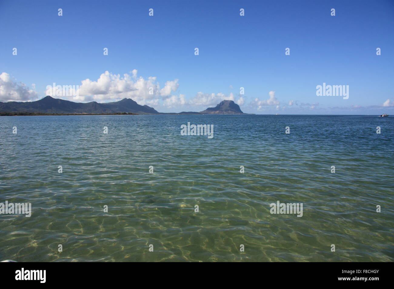 Mauritius, Indian Ocean, Tamarin Bay. Beautiful transparent water cove ...