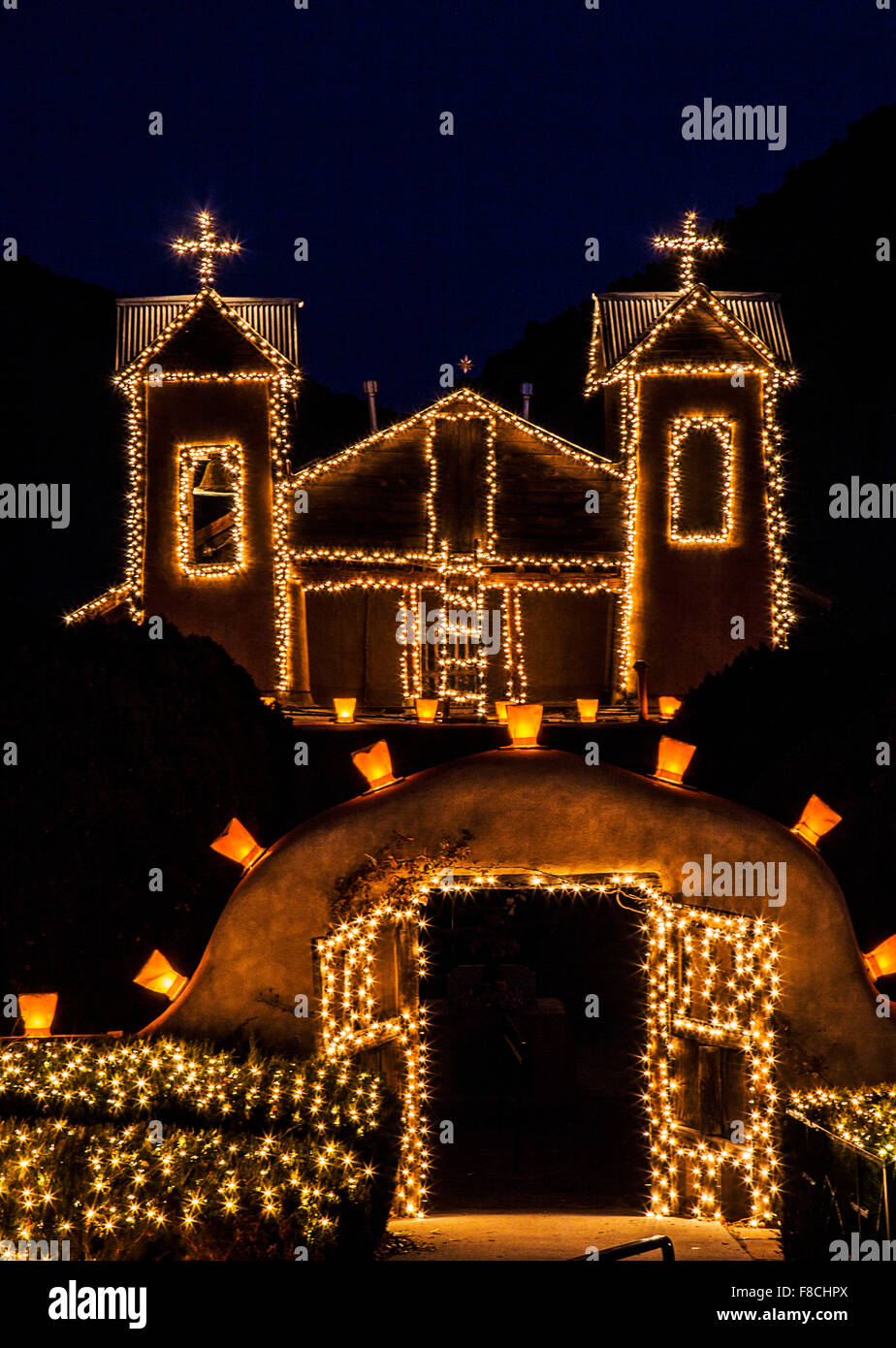 Traditional Christmas lights, known as faralitos or luminarias ...