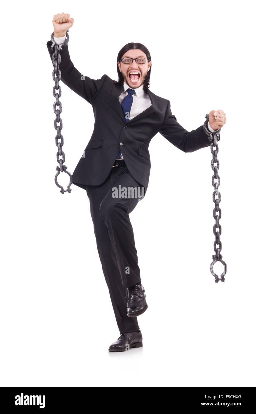 Man with chain isolated on the white Stock Photo - Alamy