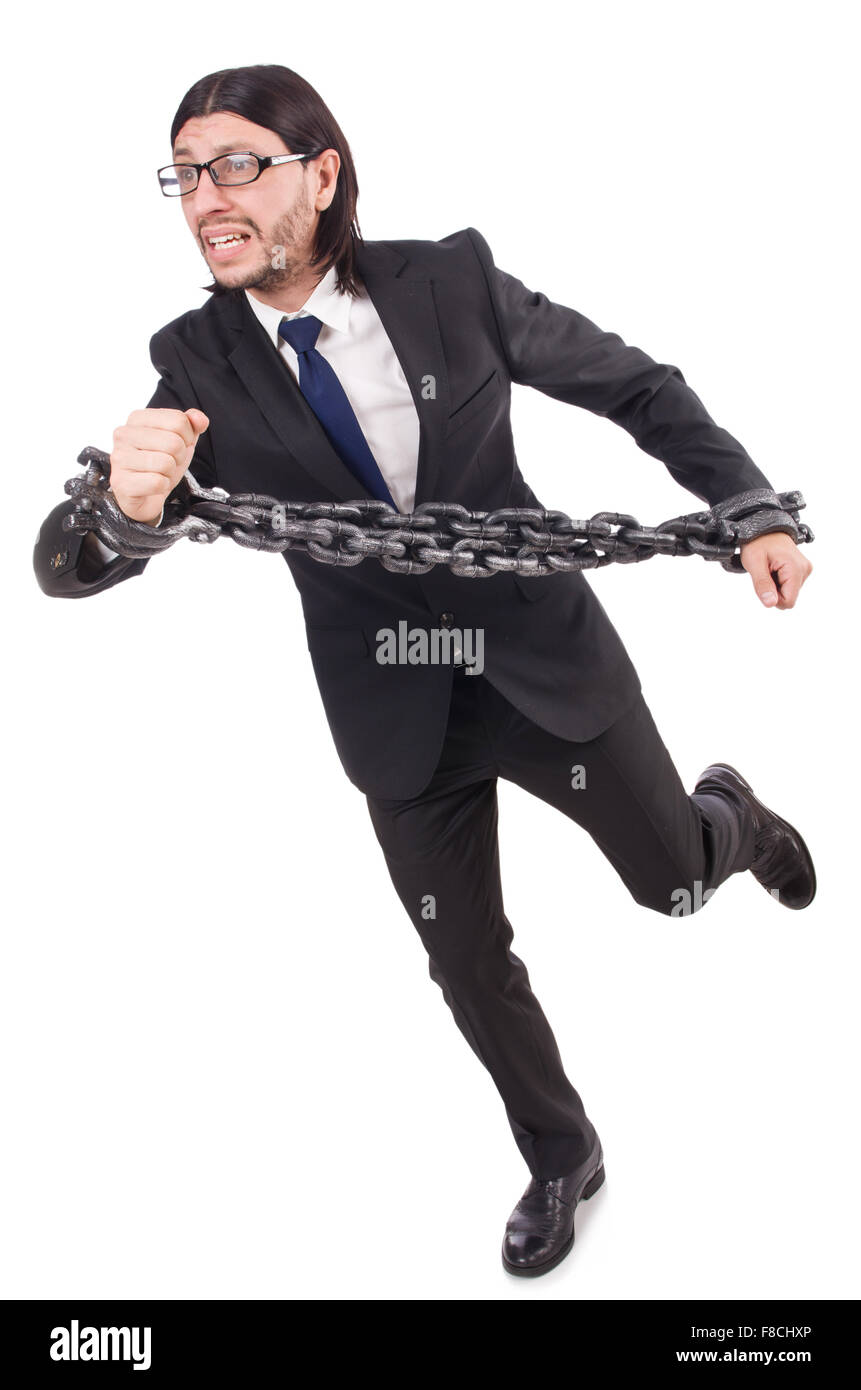 Man with chain isolated on the white Stock Photo - Alamy