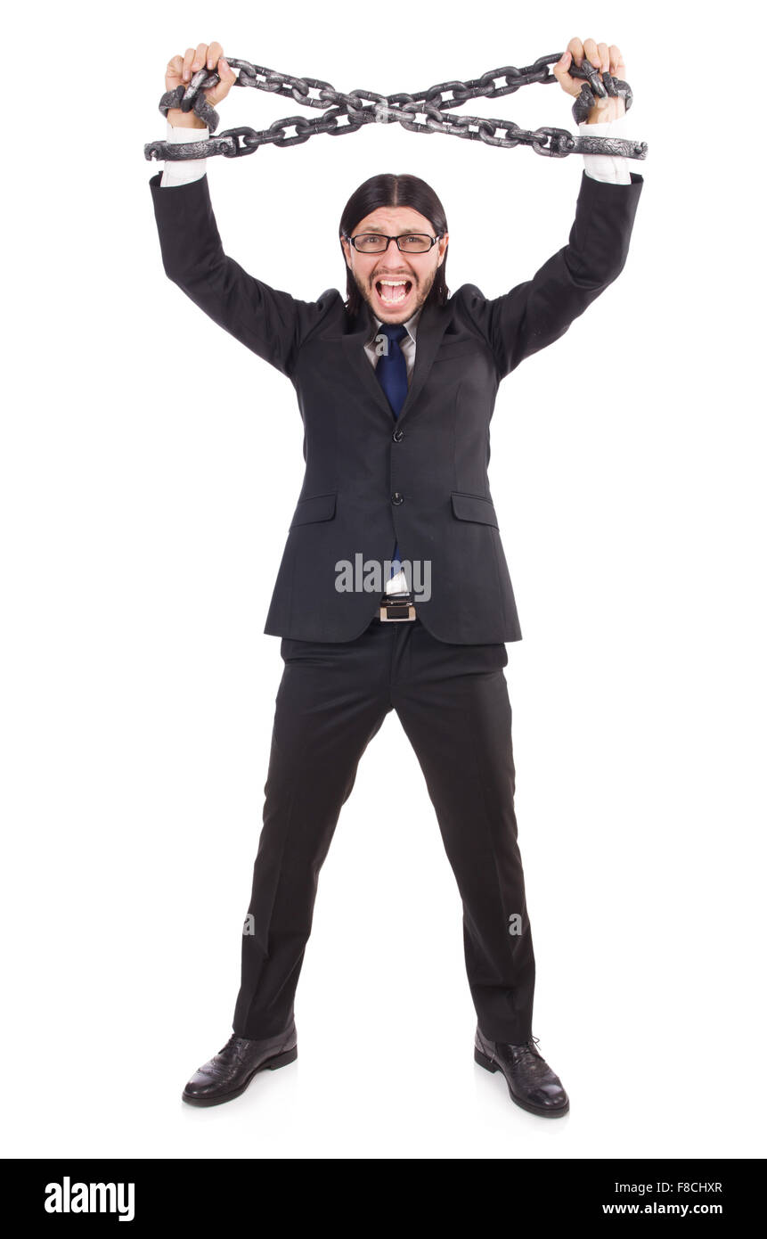 Man with chain isolated on the white Stock Photo - Alamy