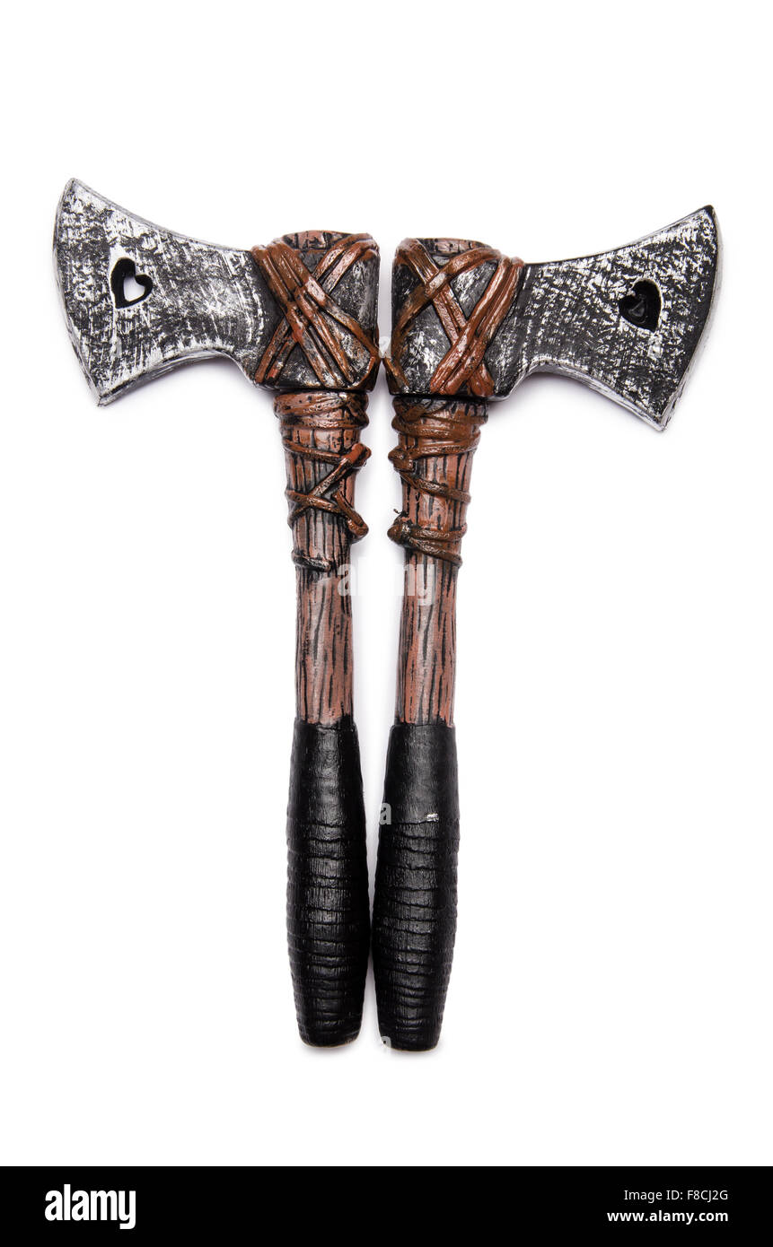 Axe isolated on the white background Stock Photo - Alamy